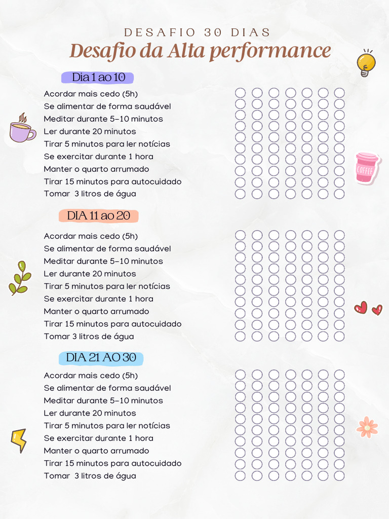 Planner de Alta Performance Desafio Dia 30 A4 | PDF