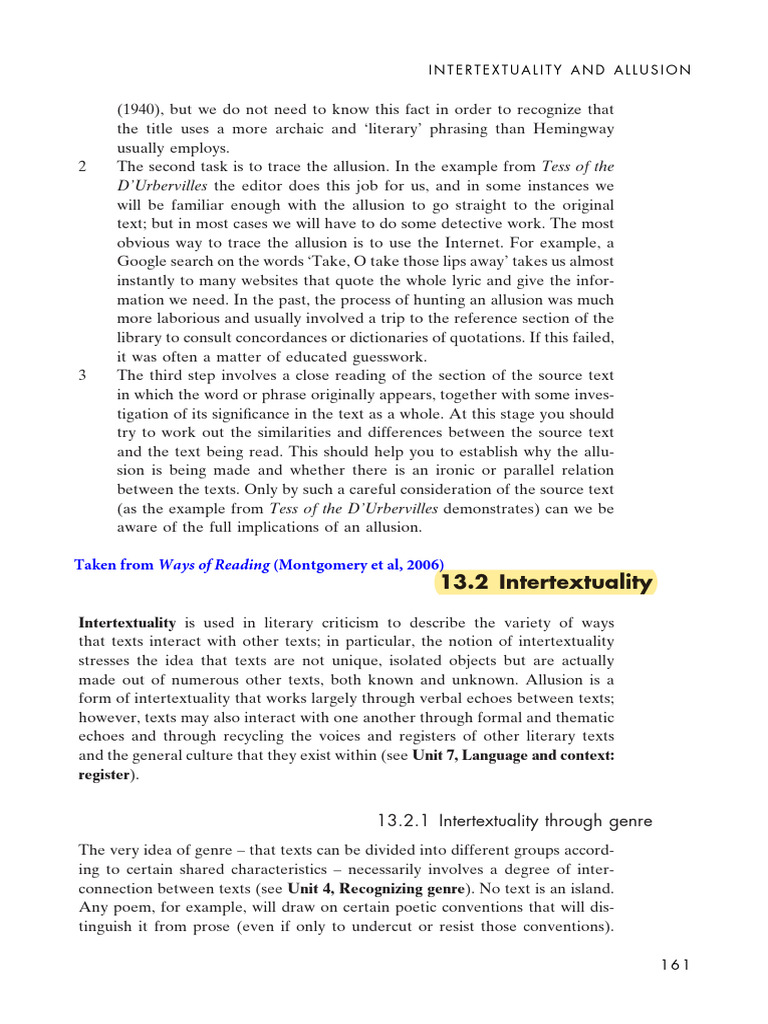 Understanding Intertextuality and Allusion | PDF | Intertextuality ...