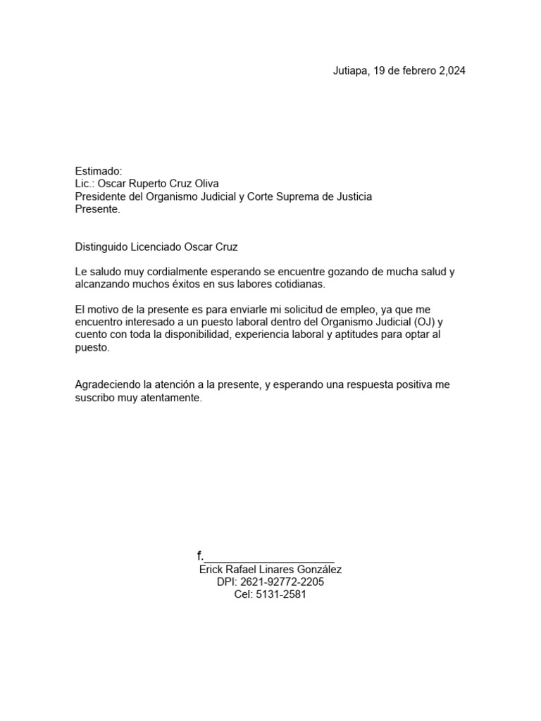 Solicitud de Empleo Erick | PDF