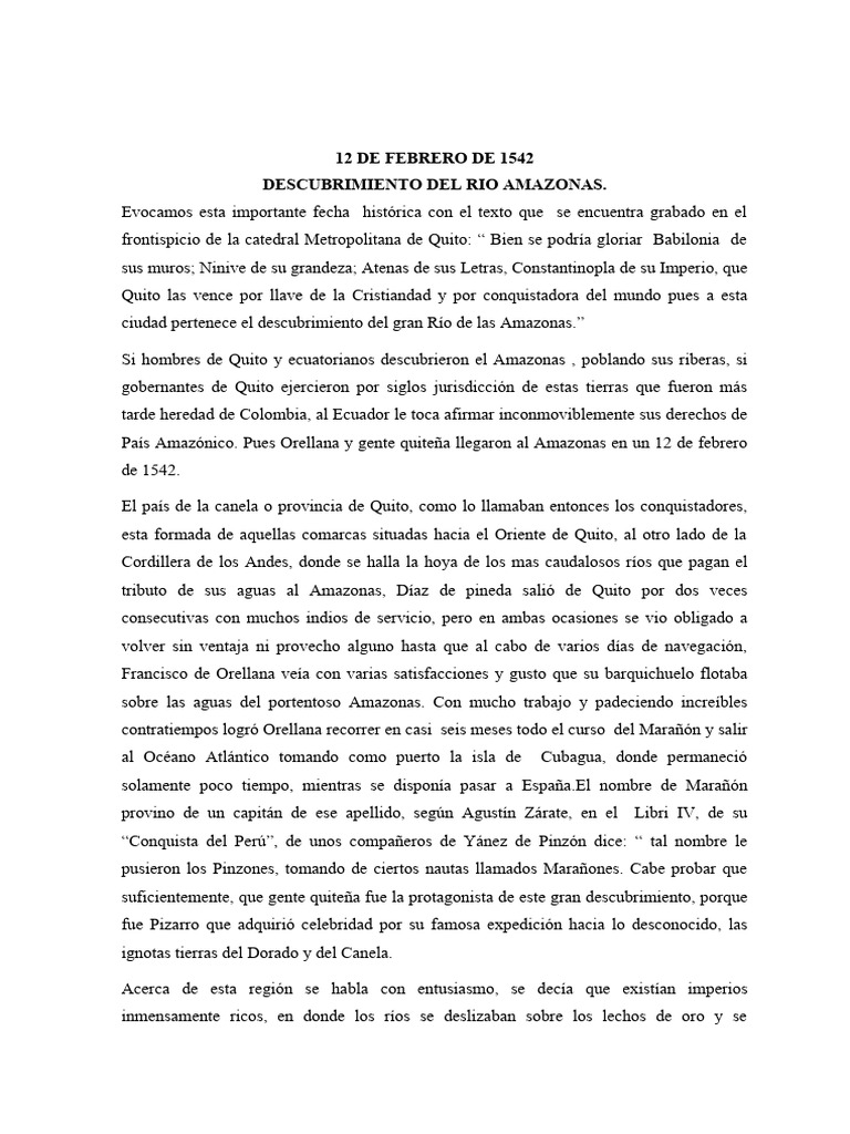 Descubrimiento del Amazonas por Orellana | PDF | río Amazonas | Ecuador