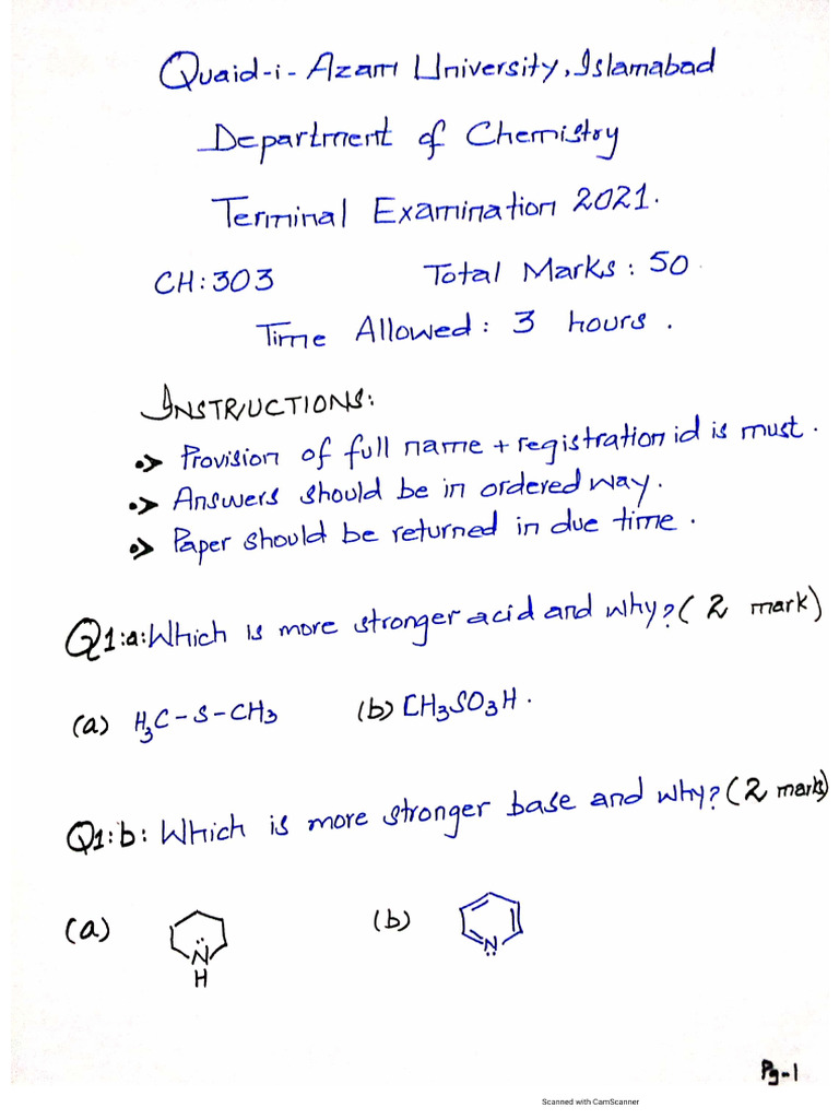 Terminal 303-BS-5th Qau-Chem-Dr. Asma Khurshid | PDF