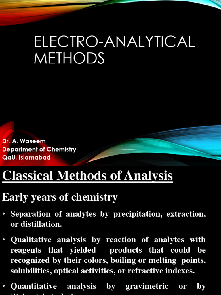CH301 Electrochemical Methods | PDF | Electrochemistry | Electrode