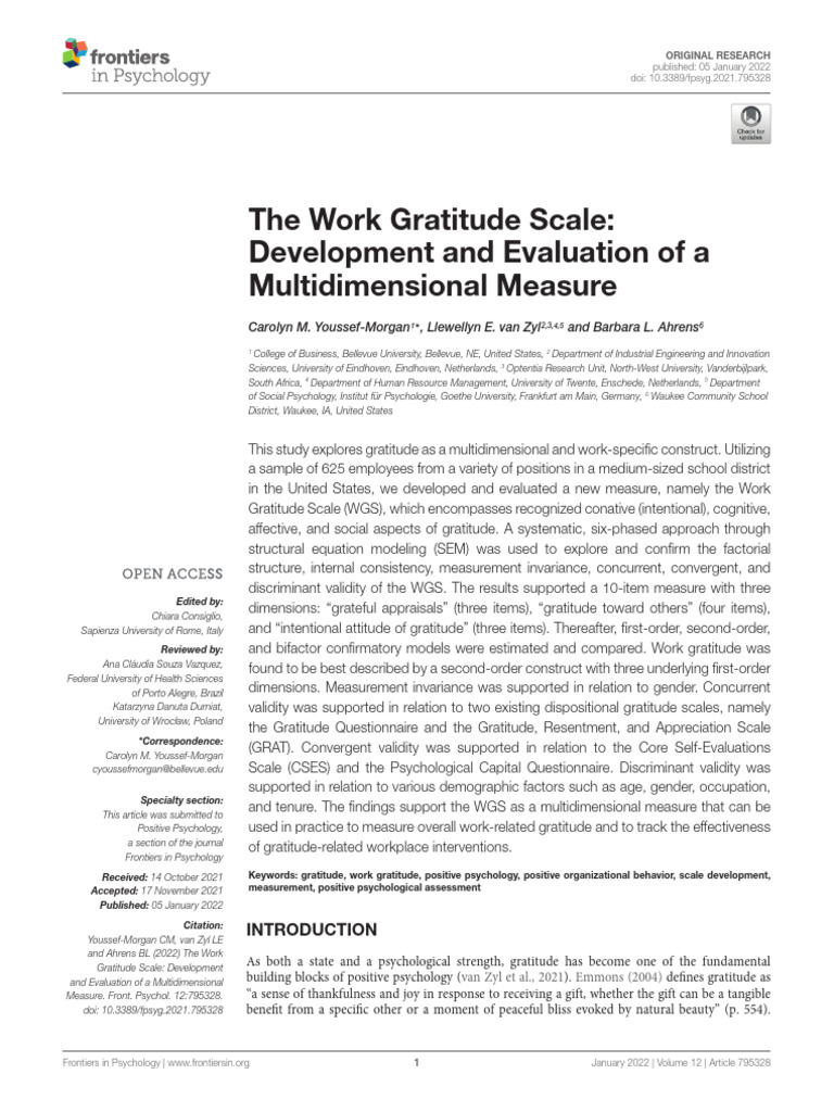 Jurnal Referensi Menggunakan Work Gratitude Scale | PDF | Gratitude ...