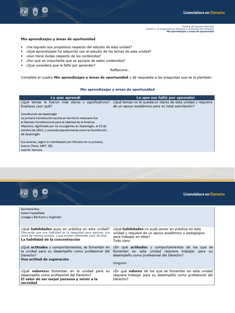 Cuadro Af U6 | PDF | Aprendizaje