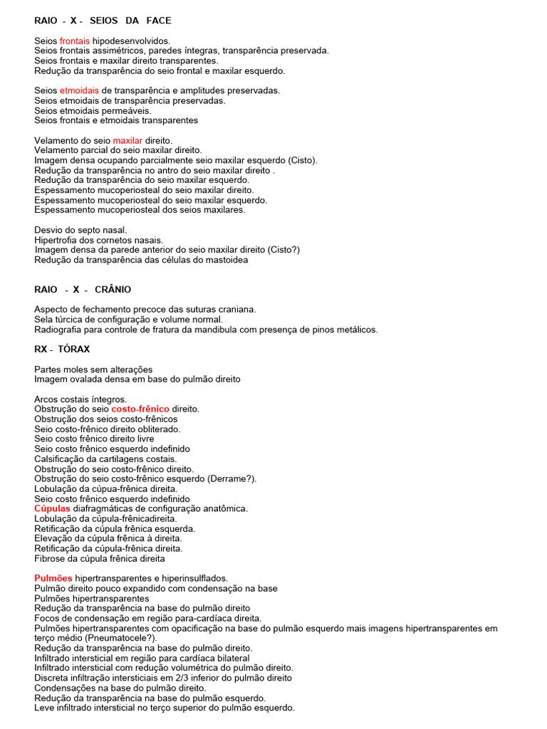 Laudo Raio X | PDF | Coluna vertebral | Sistema Locomotor