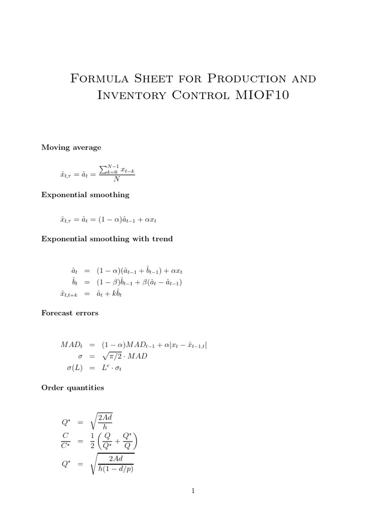 List of Formulas | Download Free PDF | Variance | Statistical Inference