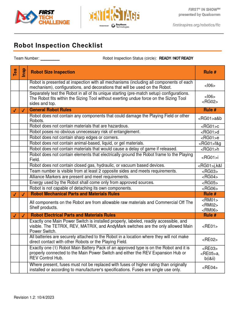 robot-inspection-checklist | PDF | Fuse (Electrical) | Robot