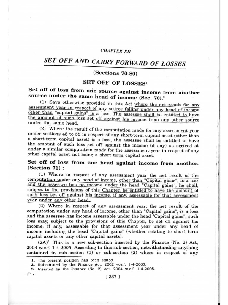 Set-Off and Carry Forward of Losses | PDF