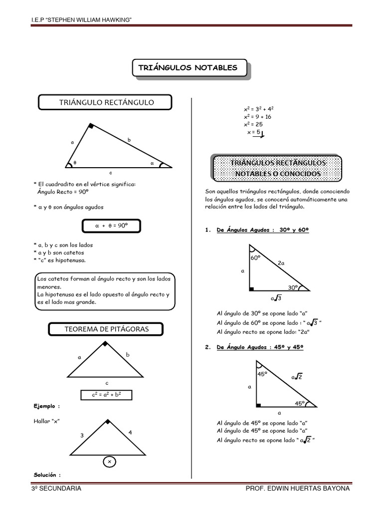 Tema 6 Triángulos Notables | PDF | Triángulo | Geometría Elemental