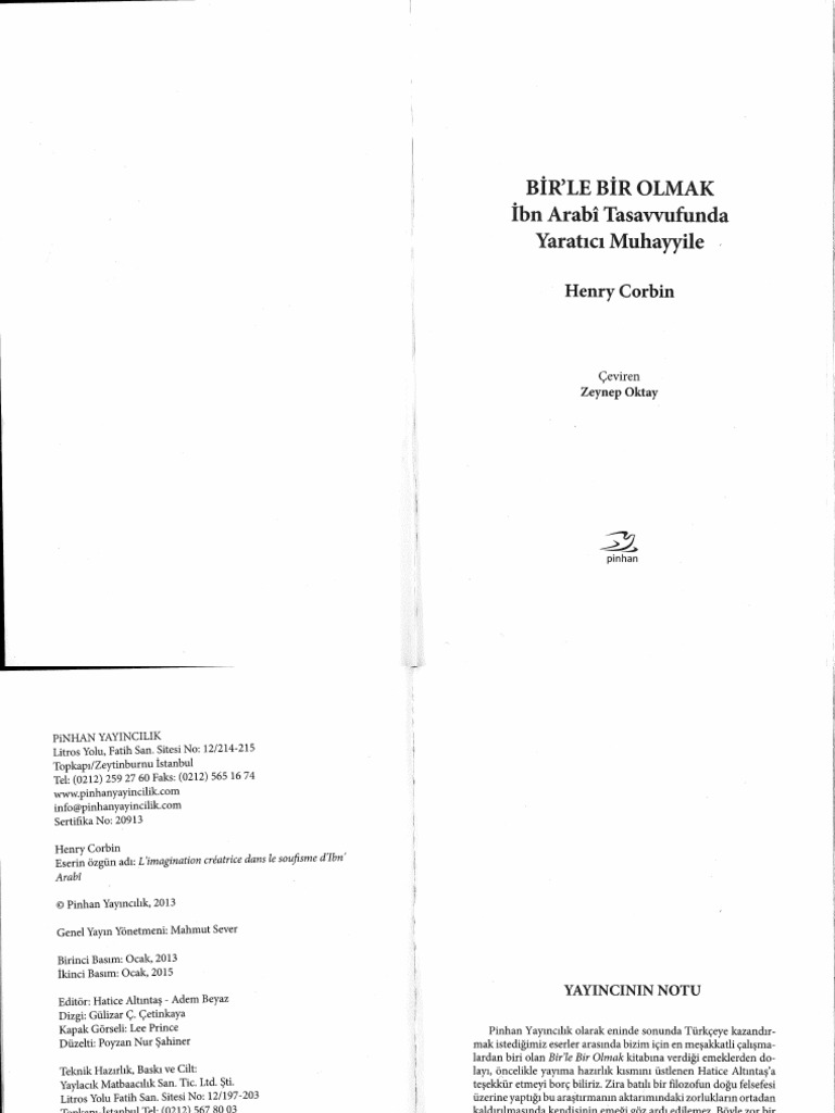 Henry Corbin Birle Bir Olmak Ibn Arabi T | PDF