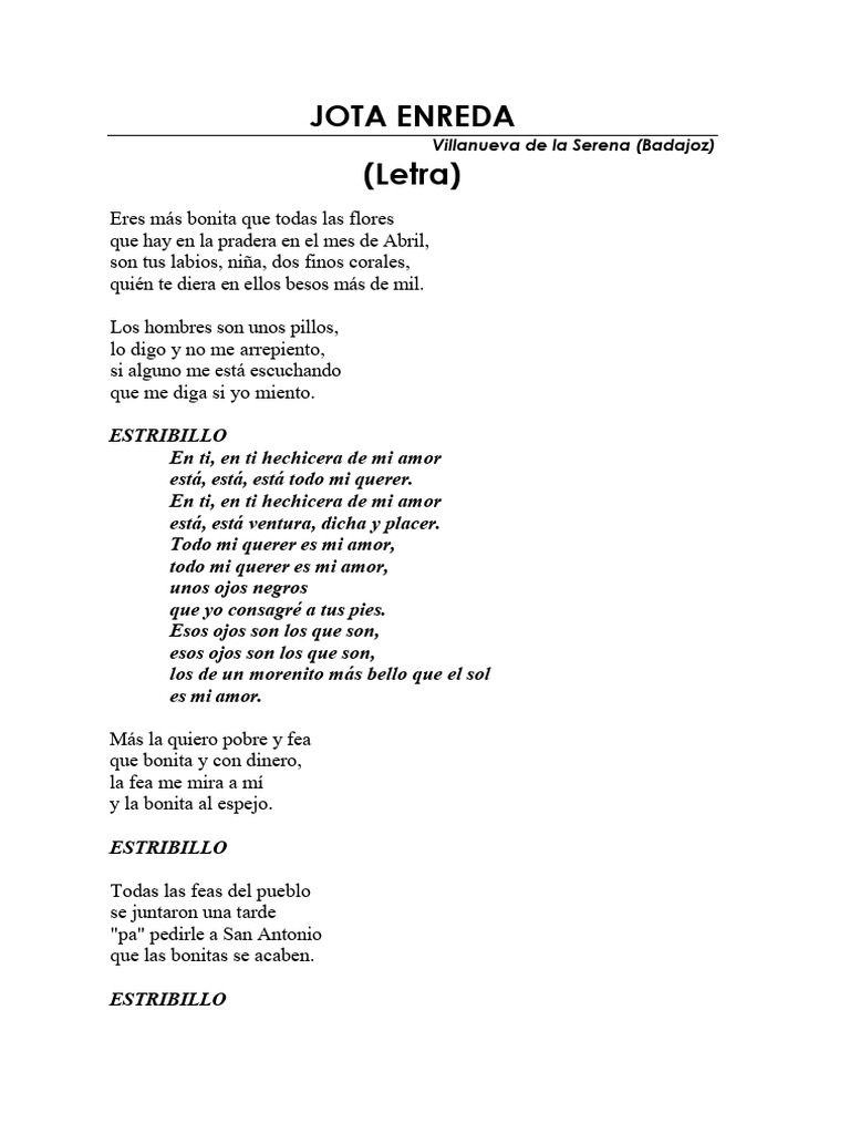 Jota Enredá - Letra | PDF