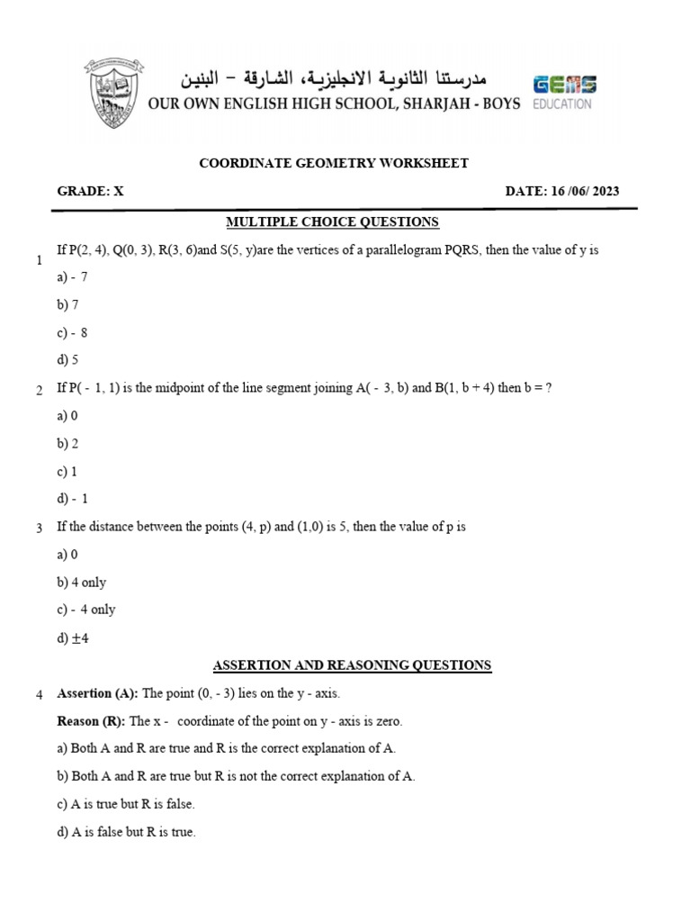 10-Coordinate Geo Worksheet | PDF | Cartesian Coordinate System | Triangle