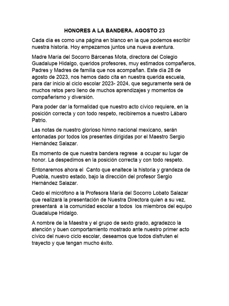 Ejemplo de Programa para Los Días Lunes | PDF