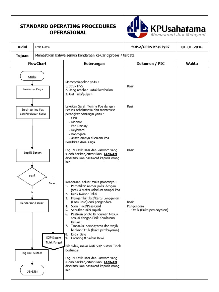 SOP Di Exit Gate | PDF | Komputer
