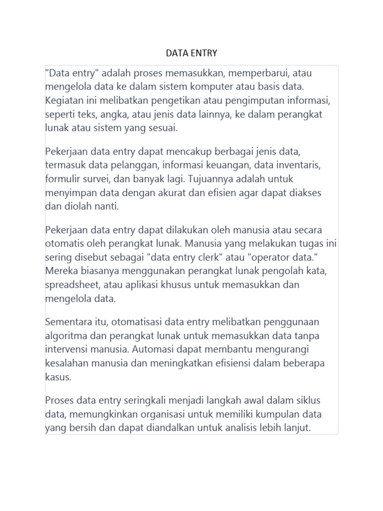 Data Entry | PDF | Karier & Perkembangan | Komputer