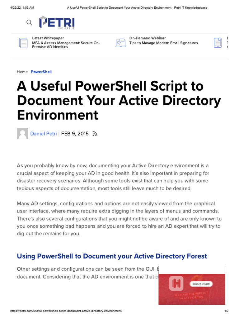 A Useful PowerShell Script To Document Your Active Directory Environment - Petri IT ...