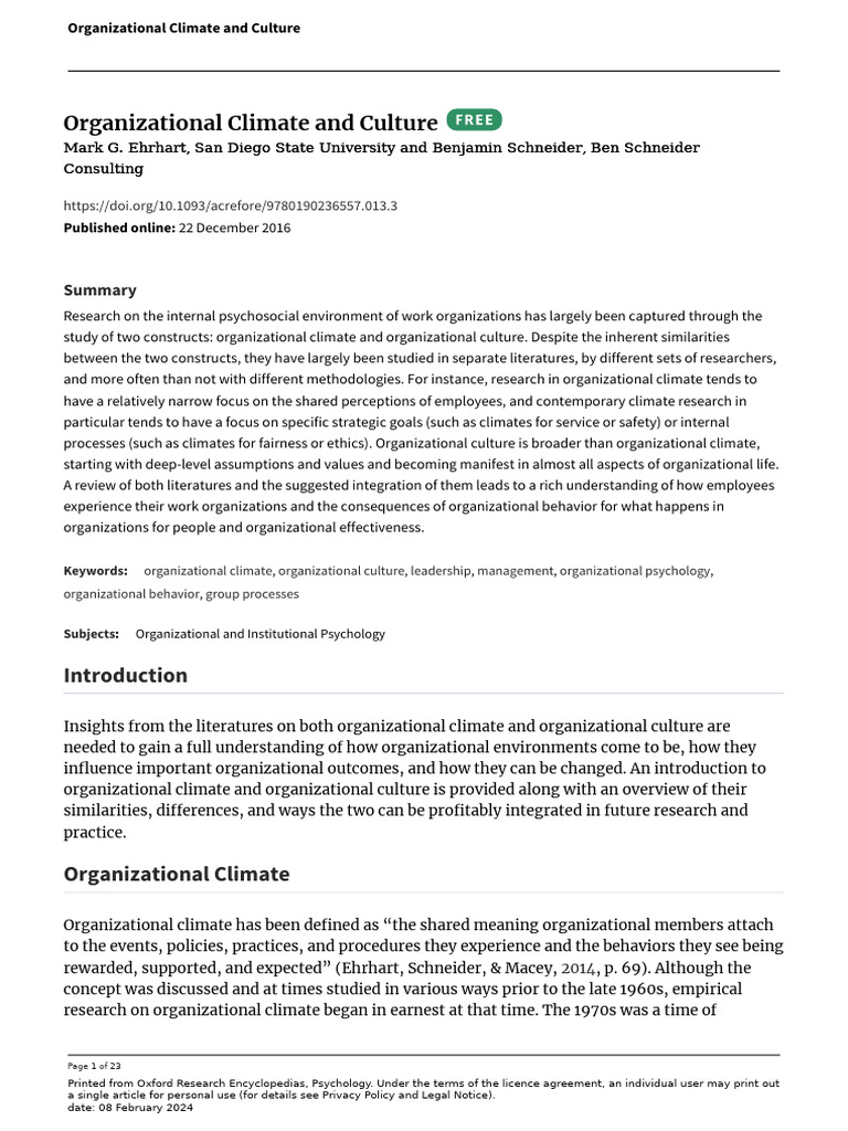 Organizational Climate & Culture Insights | PDF | Organizational ...
