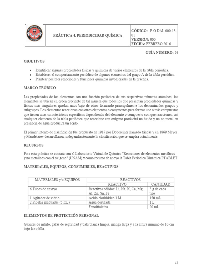 Periocidad Quimica | PDF | Magnesio | Rieles