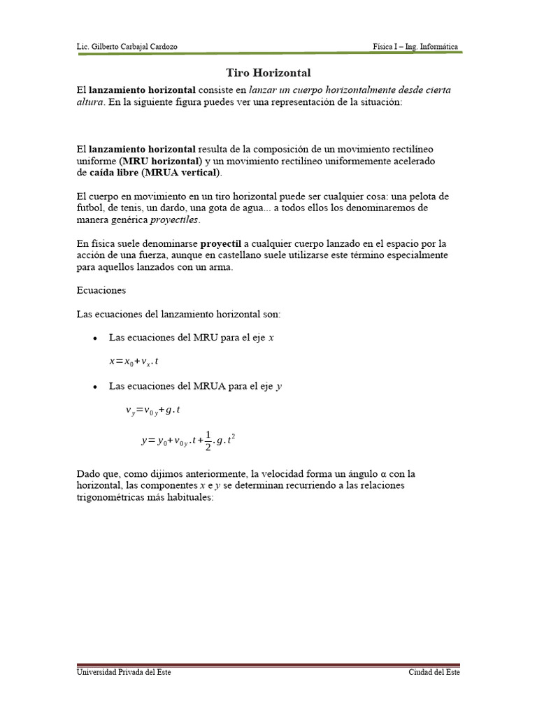Tiro Horizontal - Tiro Oblicuo | PDF | Velocidad | Mecanica clasica