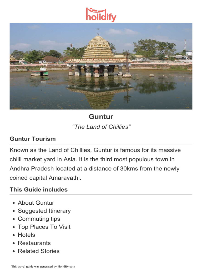 GUNTUR Tourist Guide | PDF