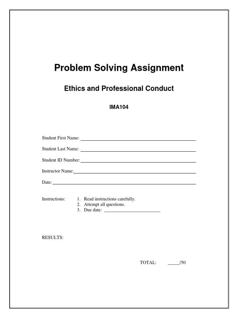 IMA104 v1-0 Problem Solving Assignment 2021-0707 | PDF | Professional ...