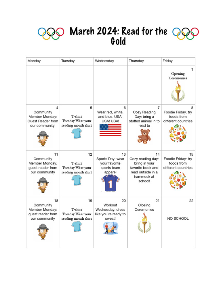 March Is Reading Month Calendar 2024 | PDF