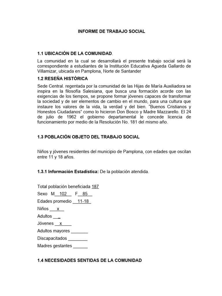 1 INFORME DE TRABAJO SOCIAL Rafael Ospino | PDF | La dependencia de ...