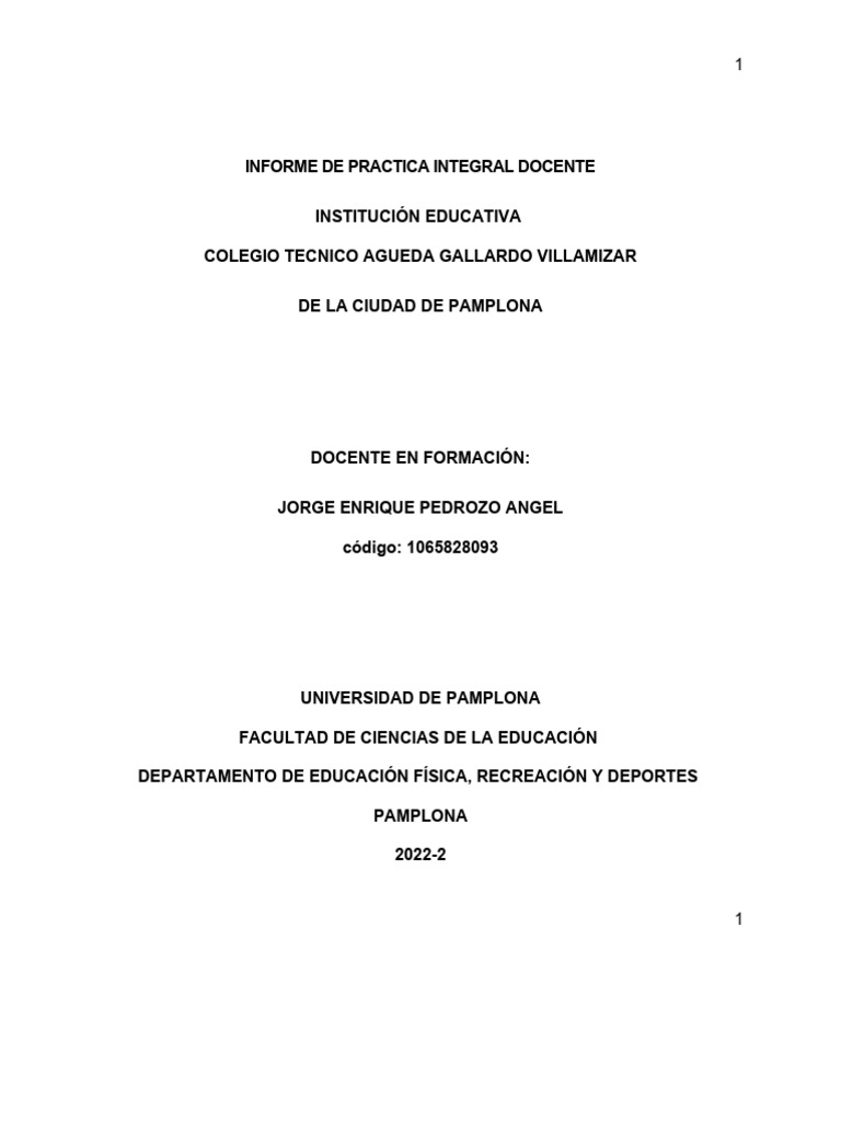 Practica Integral Instituciã - N Educativa | PDF | Evaluación | Plan de ...