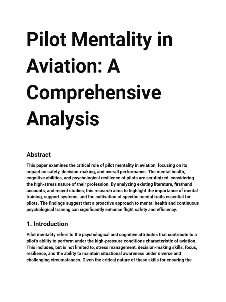 Research Paper - Pilot Physcology | PDF | Mental Health | Psychology