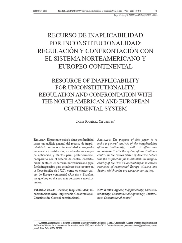 Inaplicabilidad e Inconstitucionalidad: Análisis Comparado | PDF | Constitución | Judicaturas