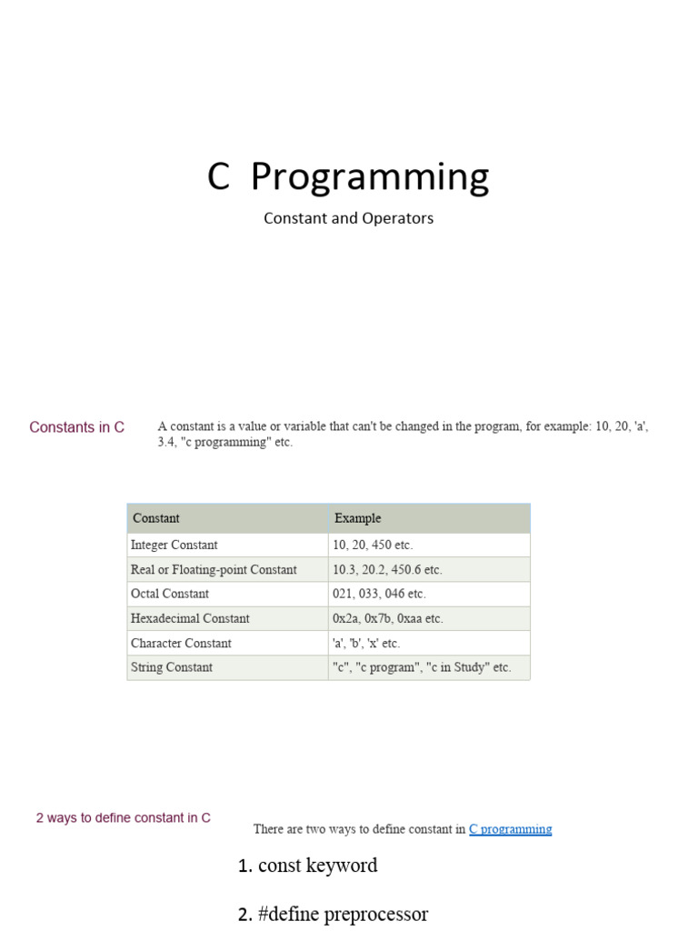 Constant and Operator | PDF | Mathematics | Computer Architecture