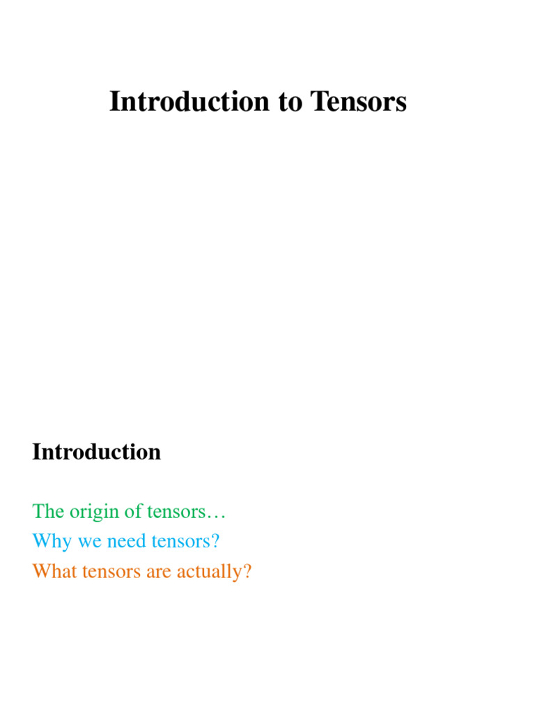 Introduction To Tensors | PDF