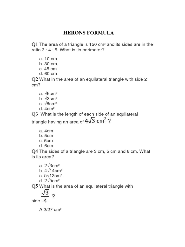 Herons Formula | PDF