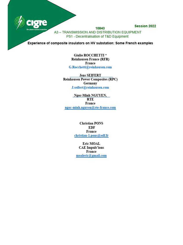 Composite Insulators in HV Substations | PDF | Insulator (Electricity ...