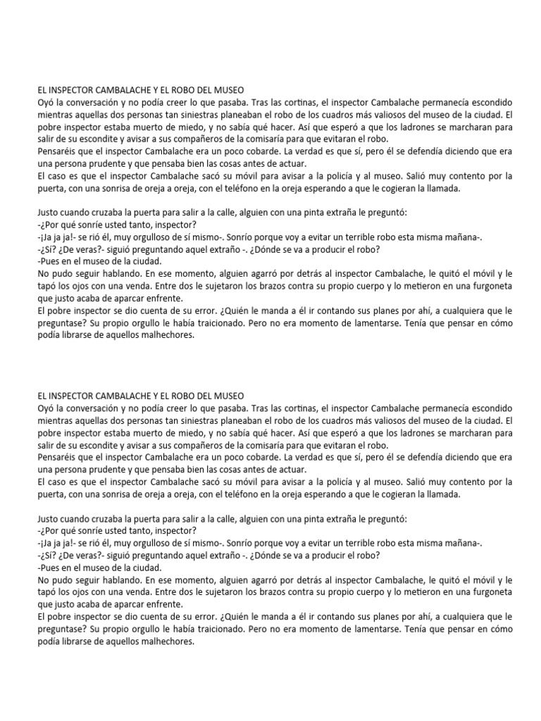 El Inspector Cambalache y El Robo Del Museo | PDF | Libros para ...
