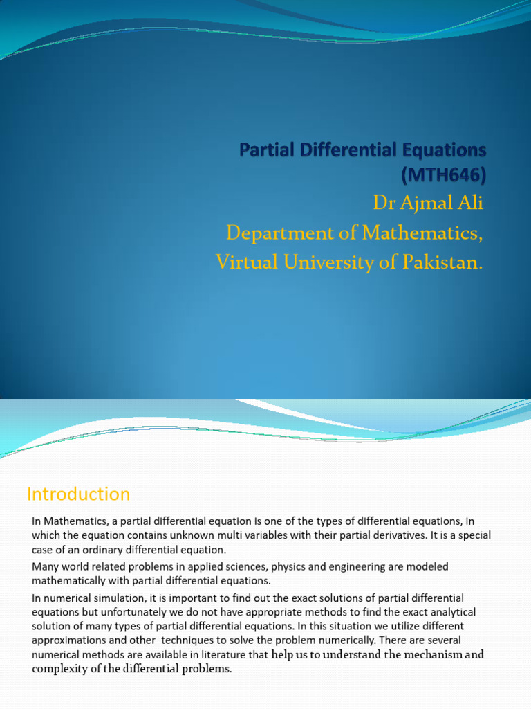 DR Ajmal Ali Department of Mathematics, Virtual University of Pakistan ...