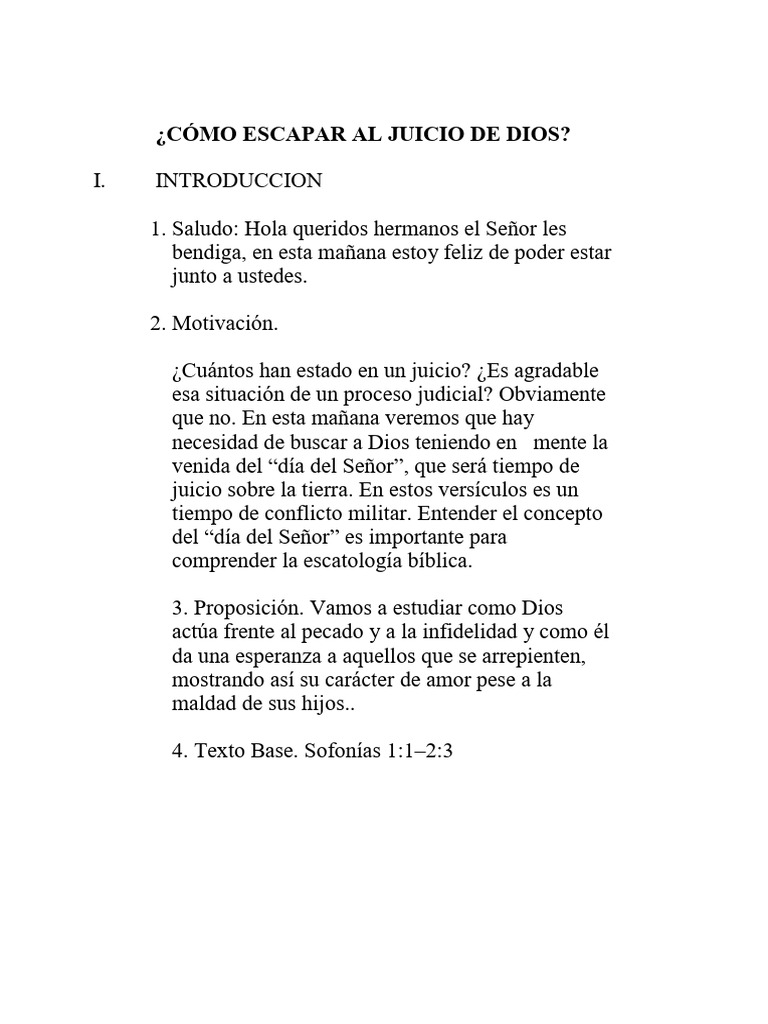 Escapar del Juicio de Dios: Sofonías | PDF | Dios | Amor