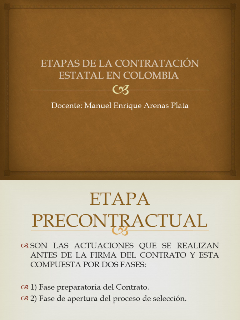 Etapas De Contratación Estatal En Colombia Pdf Presupuesto Gobierno