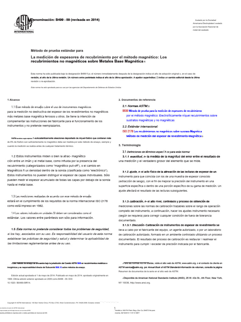 Astm B-499-09 para Medidores de Espesores | PDF | Calibración ...