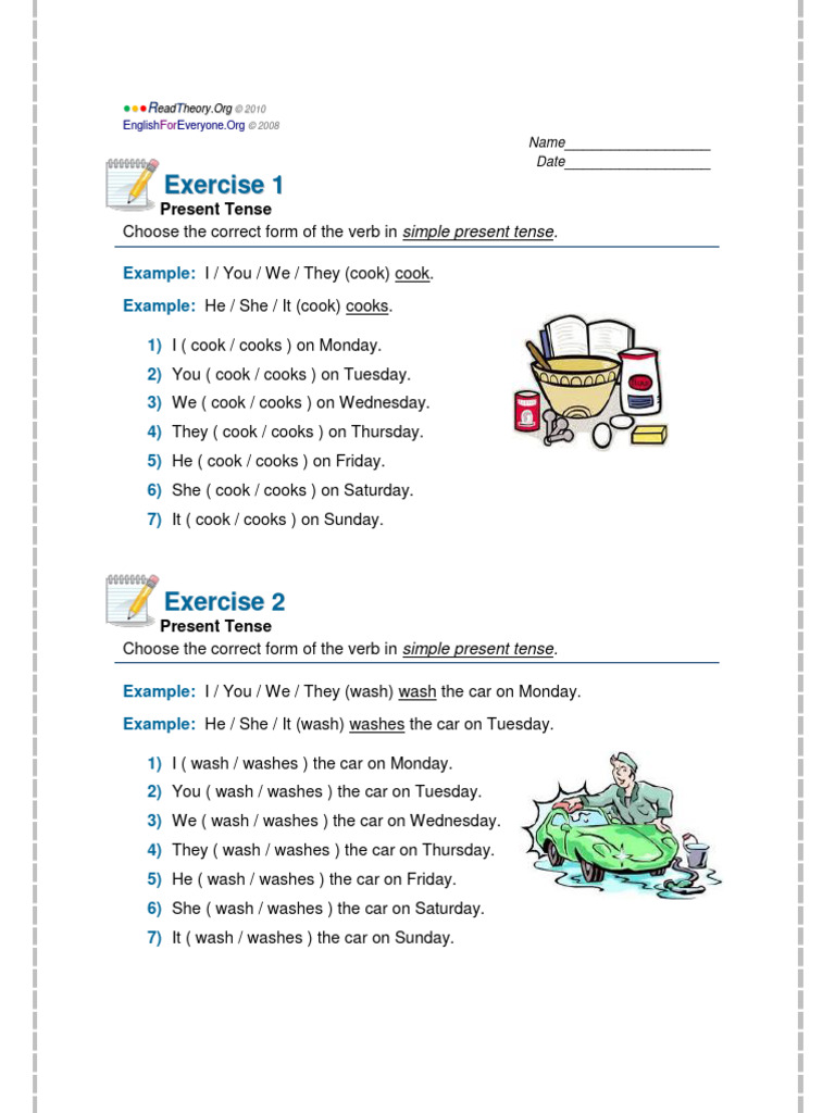 Simple Present Tense Exercises All | PDF | English Language | Language ...
