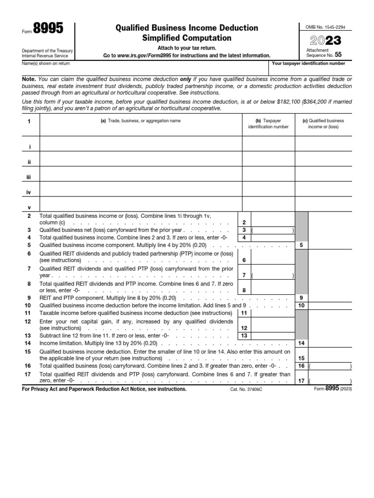 Qualified Business Income Deduction Simplified Computation | PDF | Tax ...
