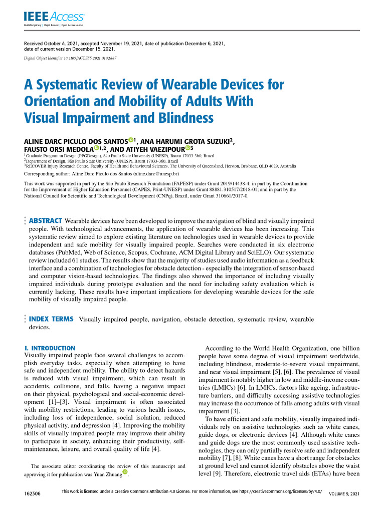 A Systematic Review of Wearable Devices For Orientation and Mobility of ...