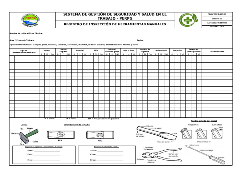 For Perpg SST 11 Registro de Insp. Herramientas Manuales | PDF | Bienes ... For Perpg SST 11 Registro de Insp. Herramientas Manuales | PDF | Bienes ...