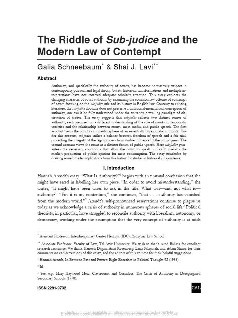 The Riddle of Sub-Judice and The | PDF | Contempt Of Court | Common Law