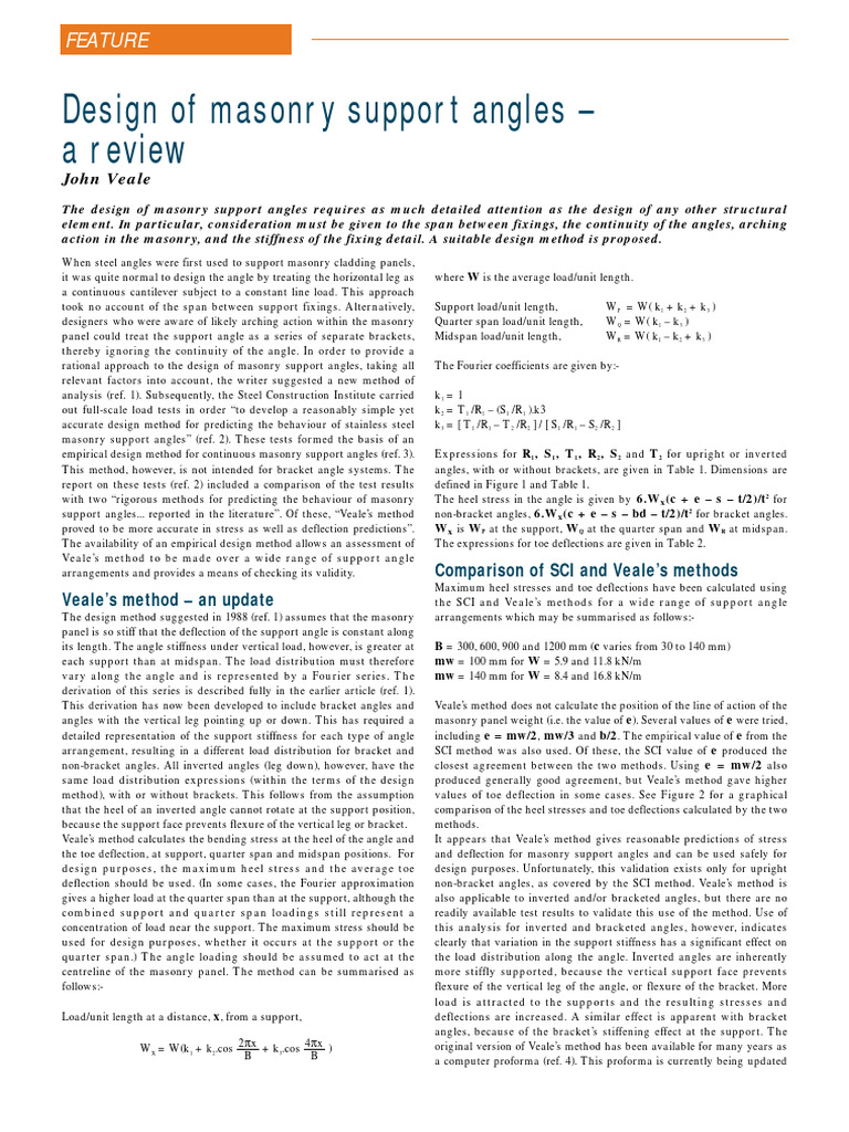 Designing Masonry Support Angles | PDF | Bending | Stress (Mechanics)