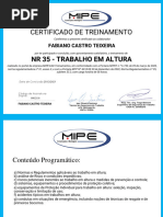 Certificado de Treinamento NR35 | PDF