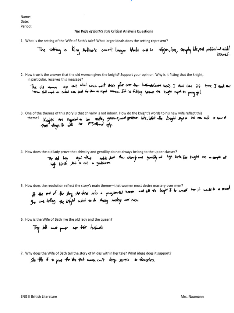 The Wife of Bath Critical Analysis | PDF | Knight