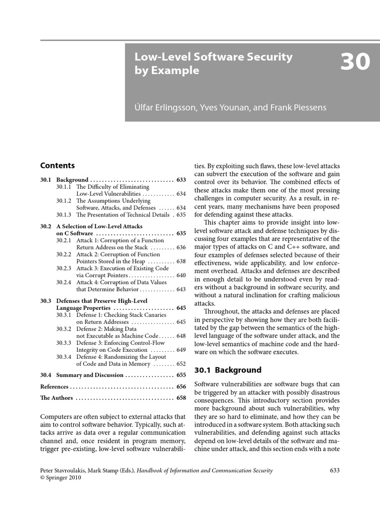 Low-Level Software Security Guide | PDF | Pointer (Computer Programming) | Software