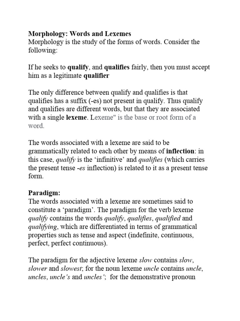 Morphology | PDF | Morphology (Linguistics) | Lexicon