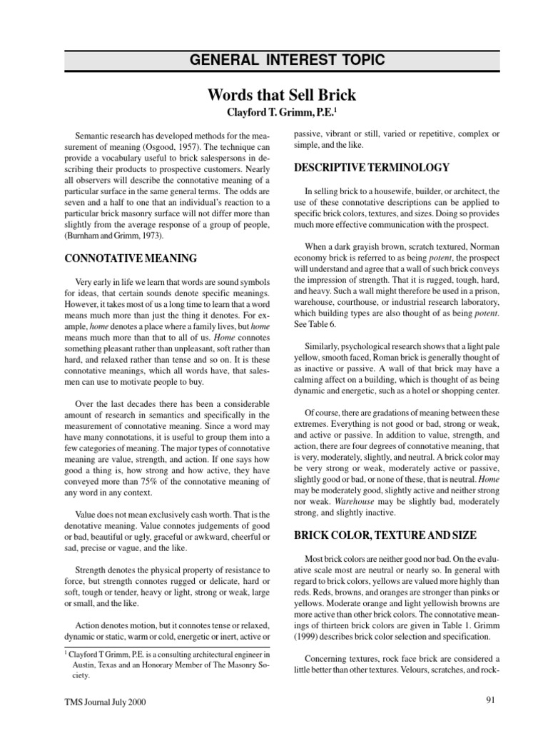 TMS - Words That Sell Brick | PDF | Brick | Color